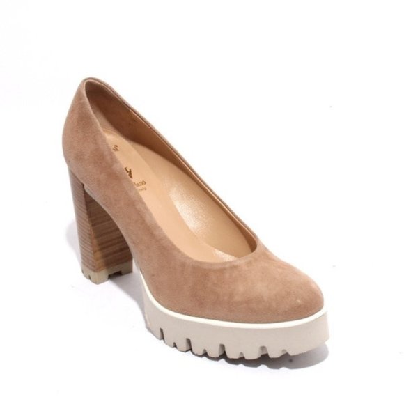 Luca Grossi | Shoes | Luca Grossi 39c Beige Suede Leather Platform Heel ...